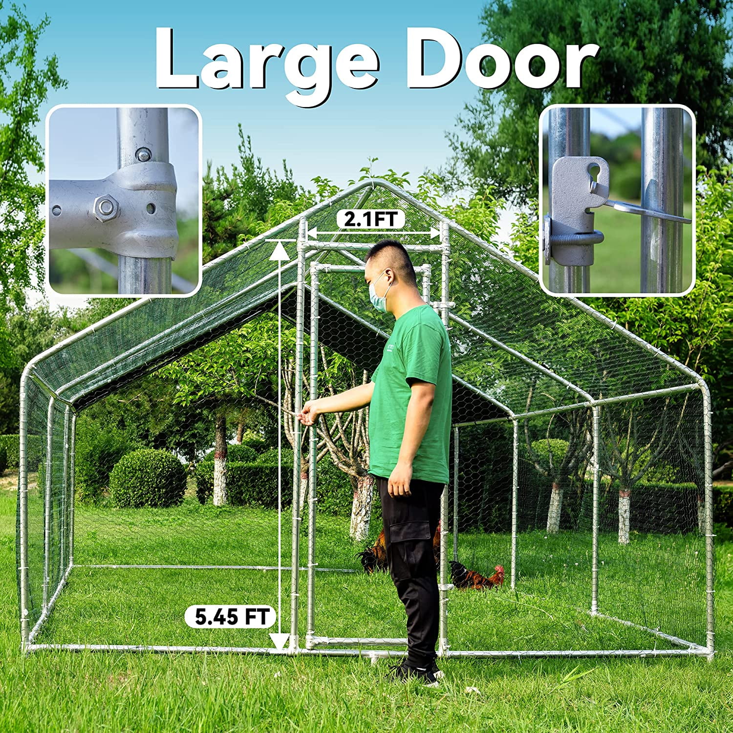 Buy HITTITE 1.26'' Tube Chicken Coop Run Large Metal Chicken Coop ...