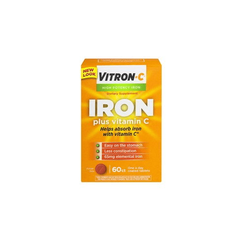 Vitron-C High Potency Iron Supplement With 125 Mg Vitamin C, 60 Ct, 3 ...