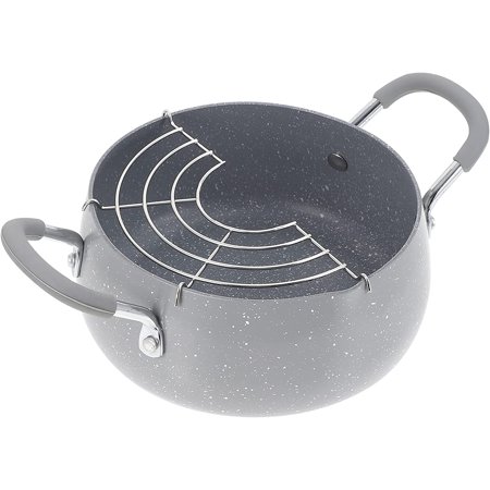 Deep Frying Pan with Oil Drip Drainer Rack Japanese Style Tempura Deep ...