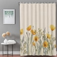 Bathroom Shower Curtain Watercolor Poppy Flower Leaves Waterproof ...