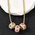 Brass Micro Pave Colorful Cubic Zirconia 3 Rondelles Pendant Box Chain ...