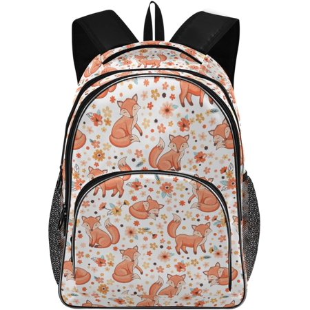 Red Fox Floral Backpack Daypack Laptop Work Travel College Bag for Men ...