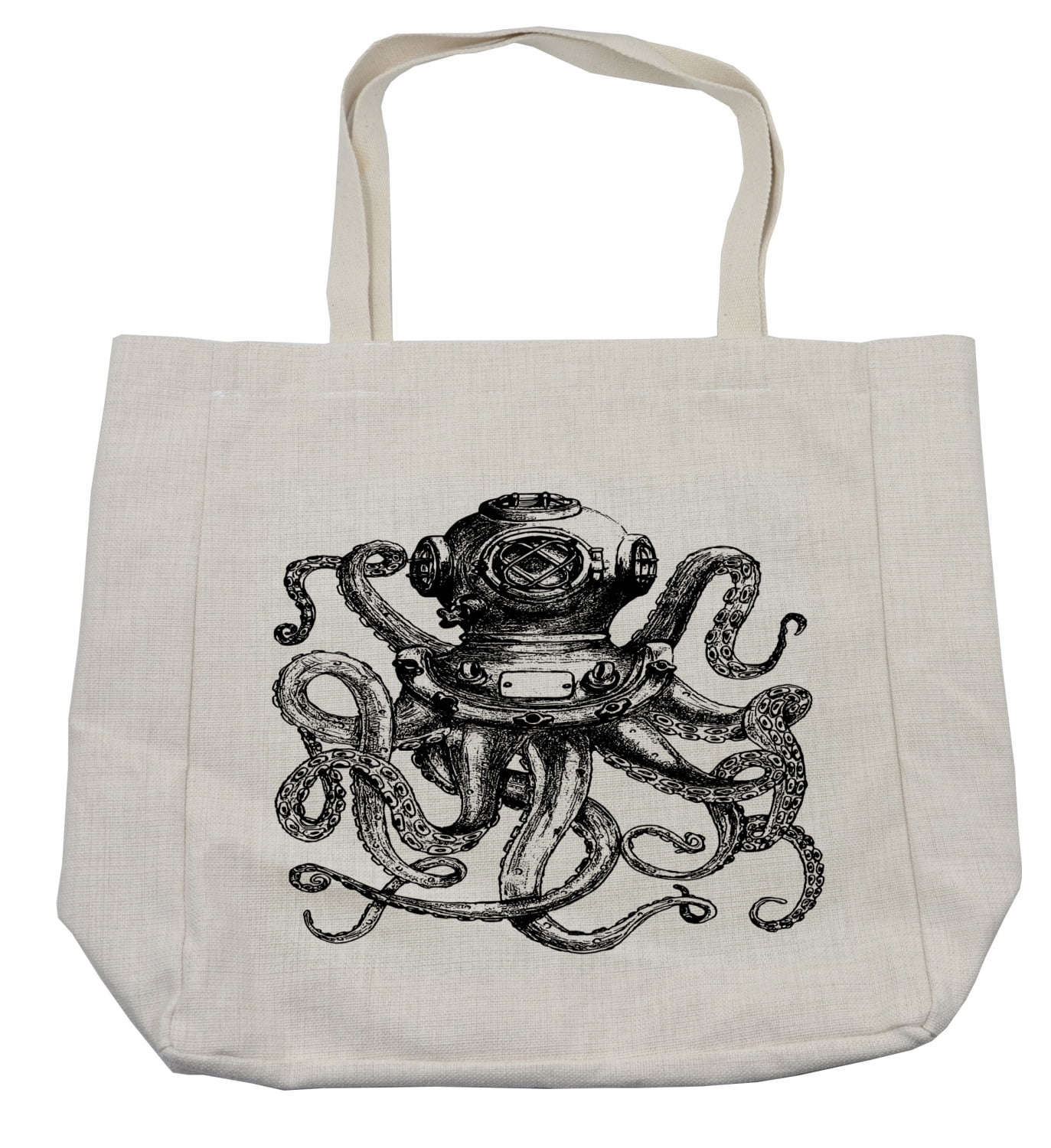 Octopus Shopping Bag, Vintage Style Diver Octopus Marine Animal ...