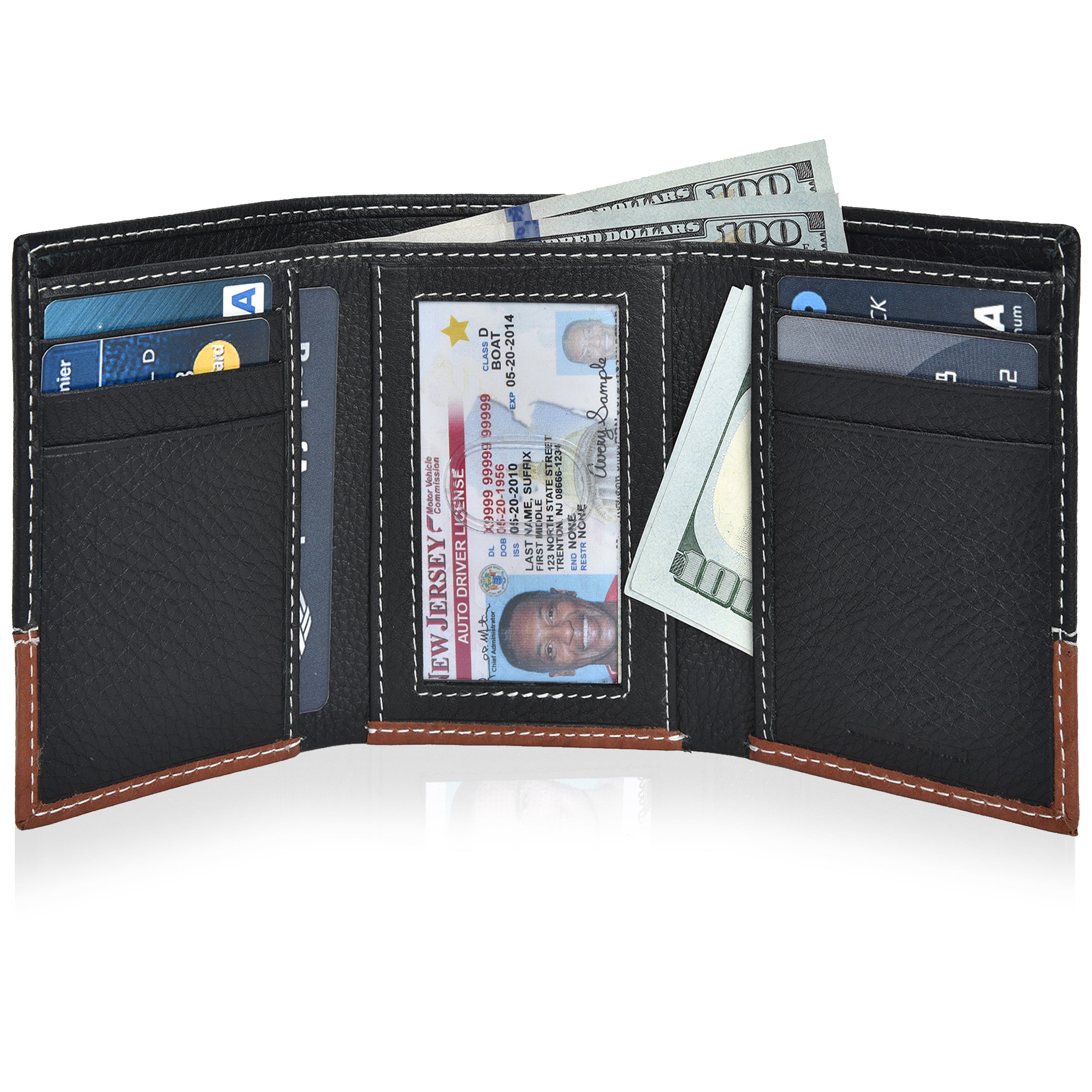 Slim Wallets for Men - RFID Secured Front Pocket Trifold Wallet with ID ...