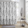 Black and Grey Leaf Shower Curtain for Bathroom, Abstract Farmhouses ...