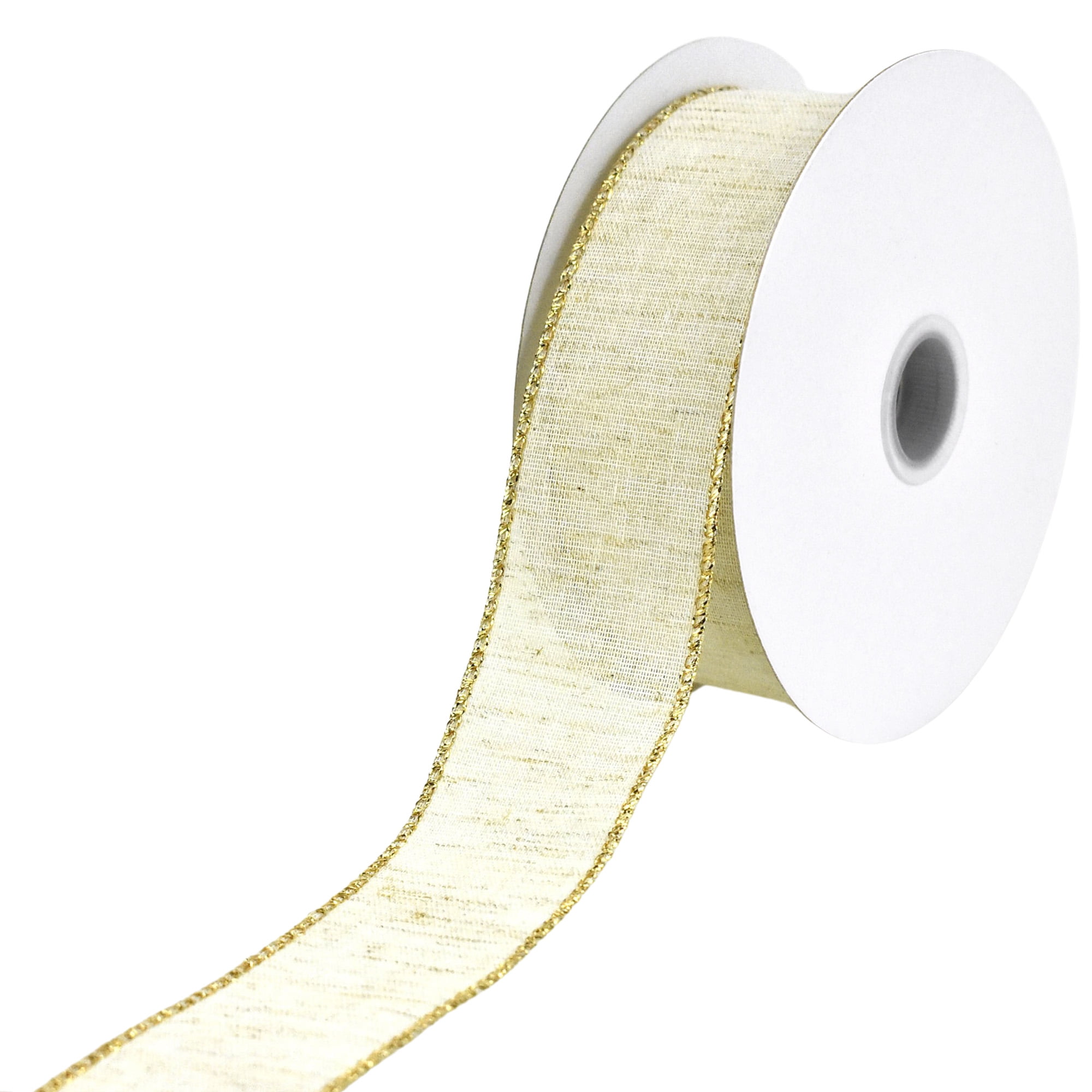 Homeford Canvas Metallic Edge Wired Ribbon, 1-1/2-inch, 10-yard, Ivory ...