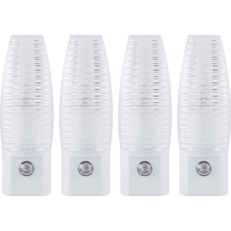 Lights By Night Automatic LED Night Lights, Clear Rib Shade, 4-Pack ...