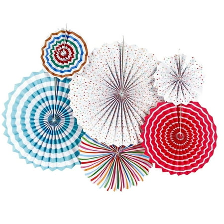 Pack of 6 Colorful Tissue Paper Wheel Fan Window Wall Photo Backdrop ...