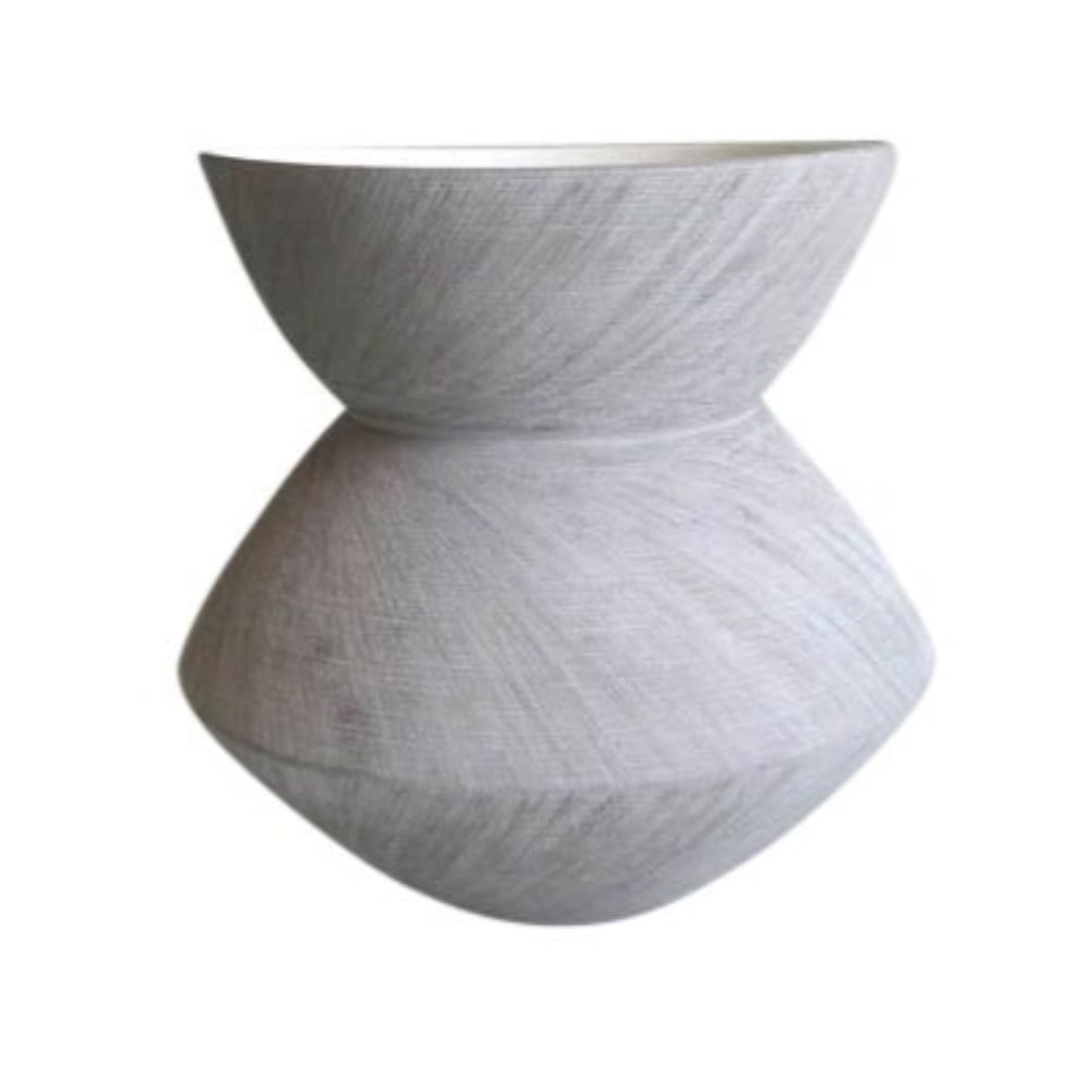 Contemporary Style Ceramic Angular Scratch Vase Gray