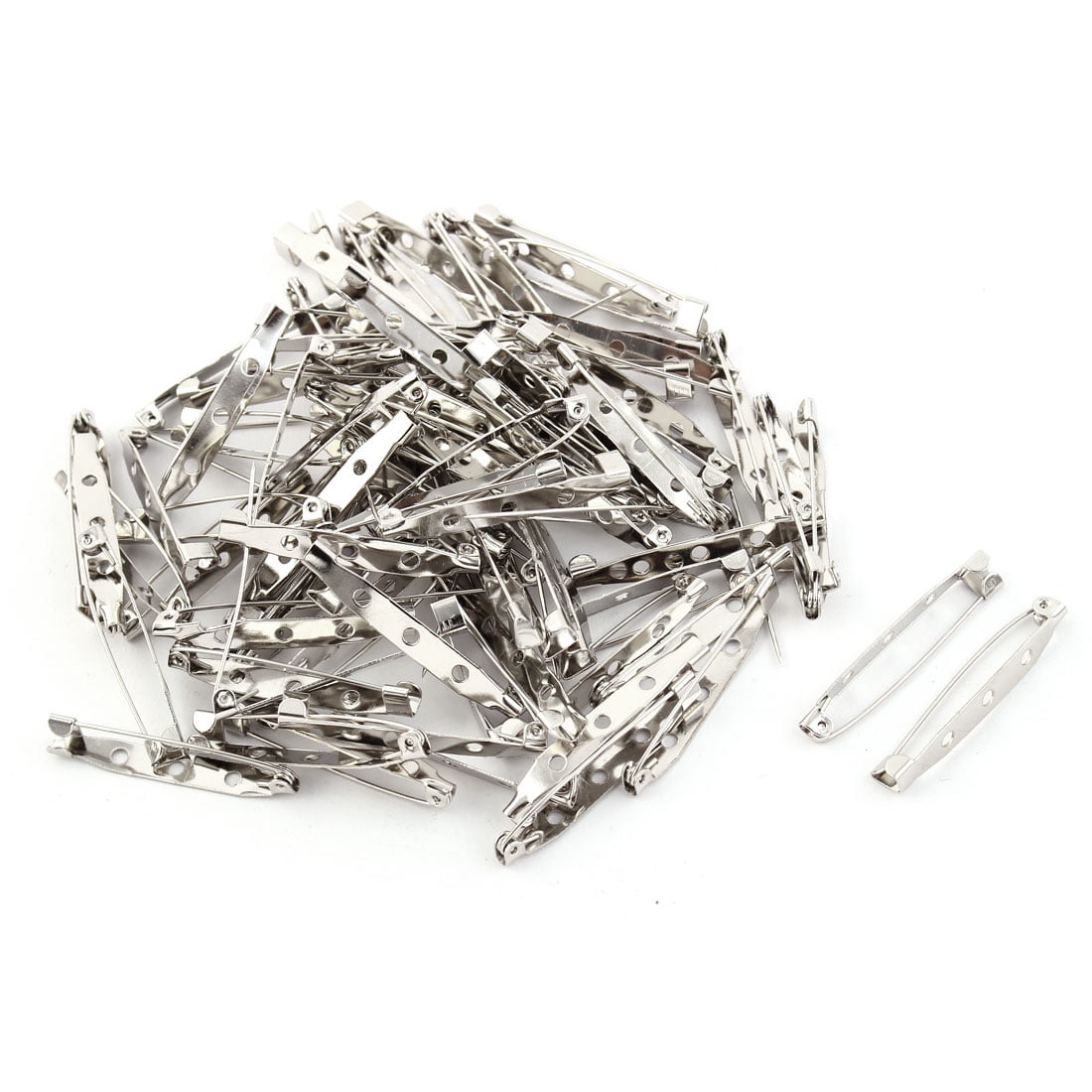 Metal Pin Back Brooch Finding DIY Base Silver Tone 4cm Length 80pcs ...