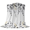Grey Eucalyptus Leaf Fleece Throw Blanket Spring Country Farmhouse ...