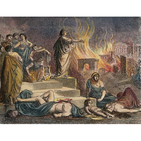 Nero Playing Lyre, 64 A.D. /Nnero Playing His Lyre At The Burning Of ...
