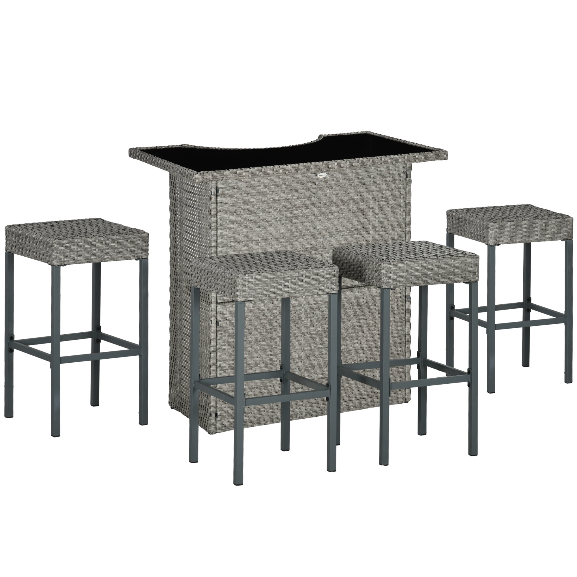 Click here for Outsunny 5 Pieces Patio Bar Set  Pe Rattan Wicker... prices