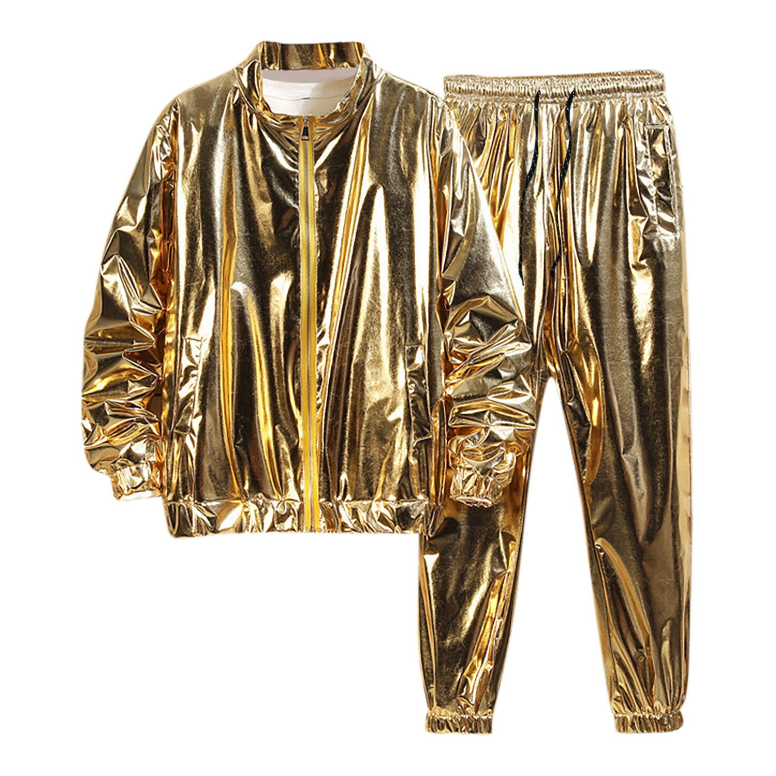Click here for Ohufall Mens Shiny Casual Sets Two Piece Zipper Lo... prices
