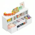 Bemico Toy Storage Bookshelf with Drawers and Bins, Wood Toy Cabinet ...