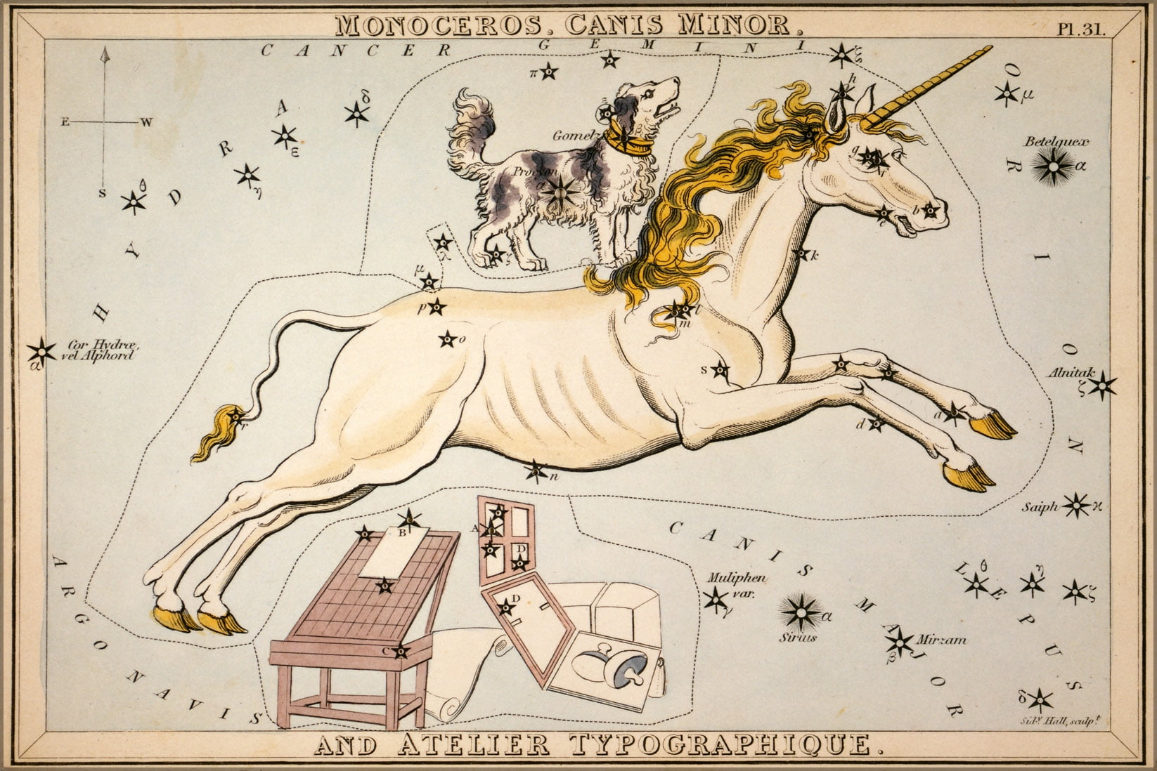 24"x36" Gallery Poster, Monoceros, Canis Minor, astronomy astrology ...