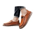 AUDeals Men's Leather Slip On Loafers Round Toe Non Slip Soft Sole ...