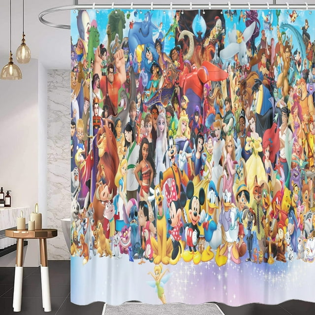 Mickey Mouse Cartoon Design Waterproof Shower Curtains Fabric