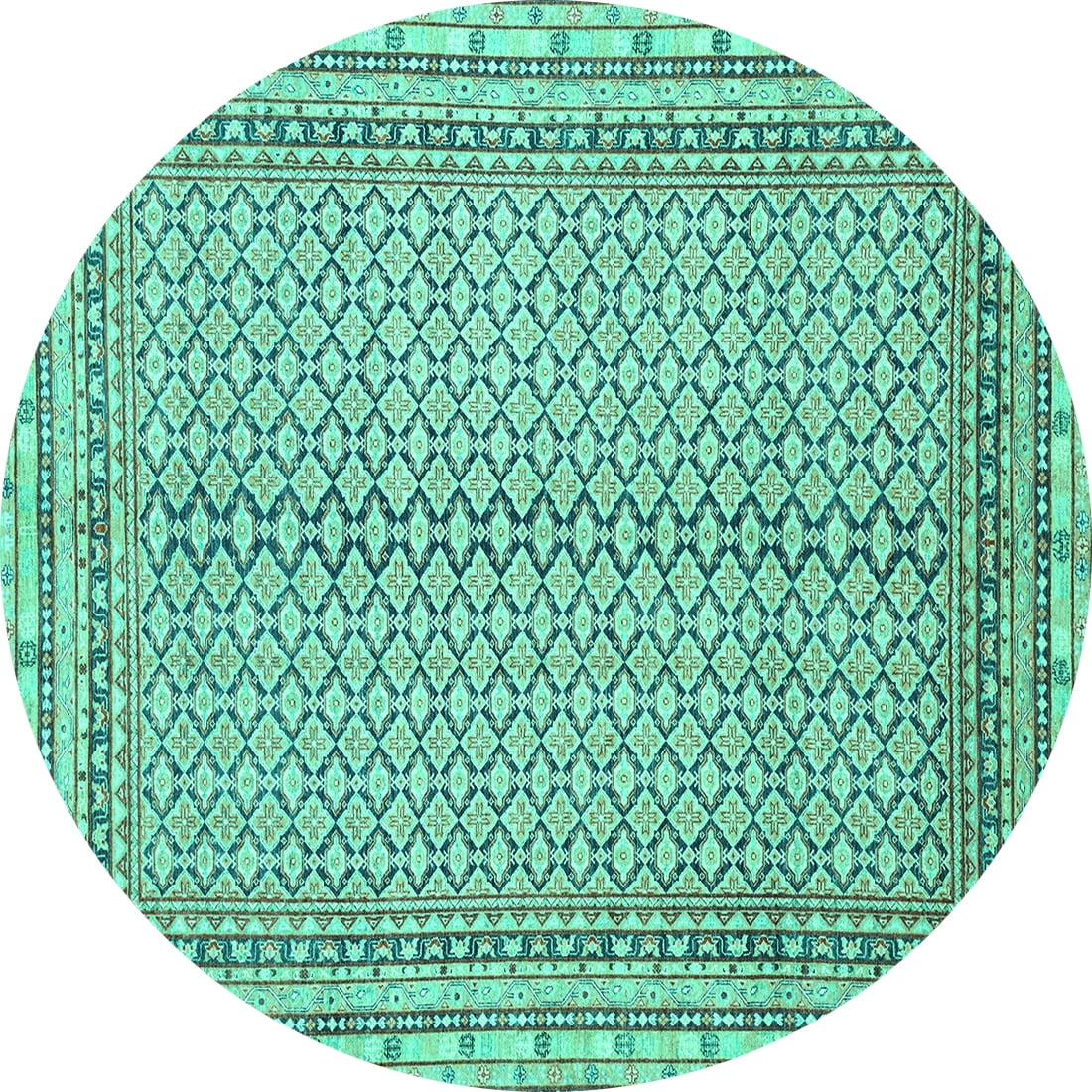 Ahgly Company Indoor Round Abstract Turquoise Blue Modern Area Rugs, 6 ...