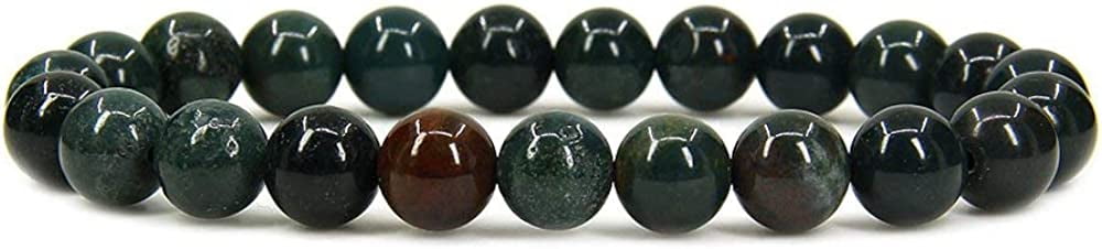 Natural Green Bloodstone Heliotrope Gemstone 8mm Round Beads Stretch ...