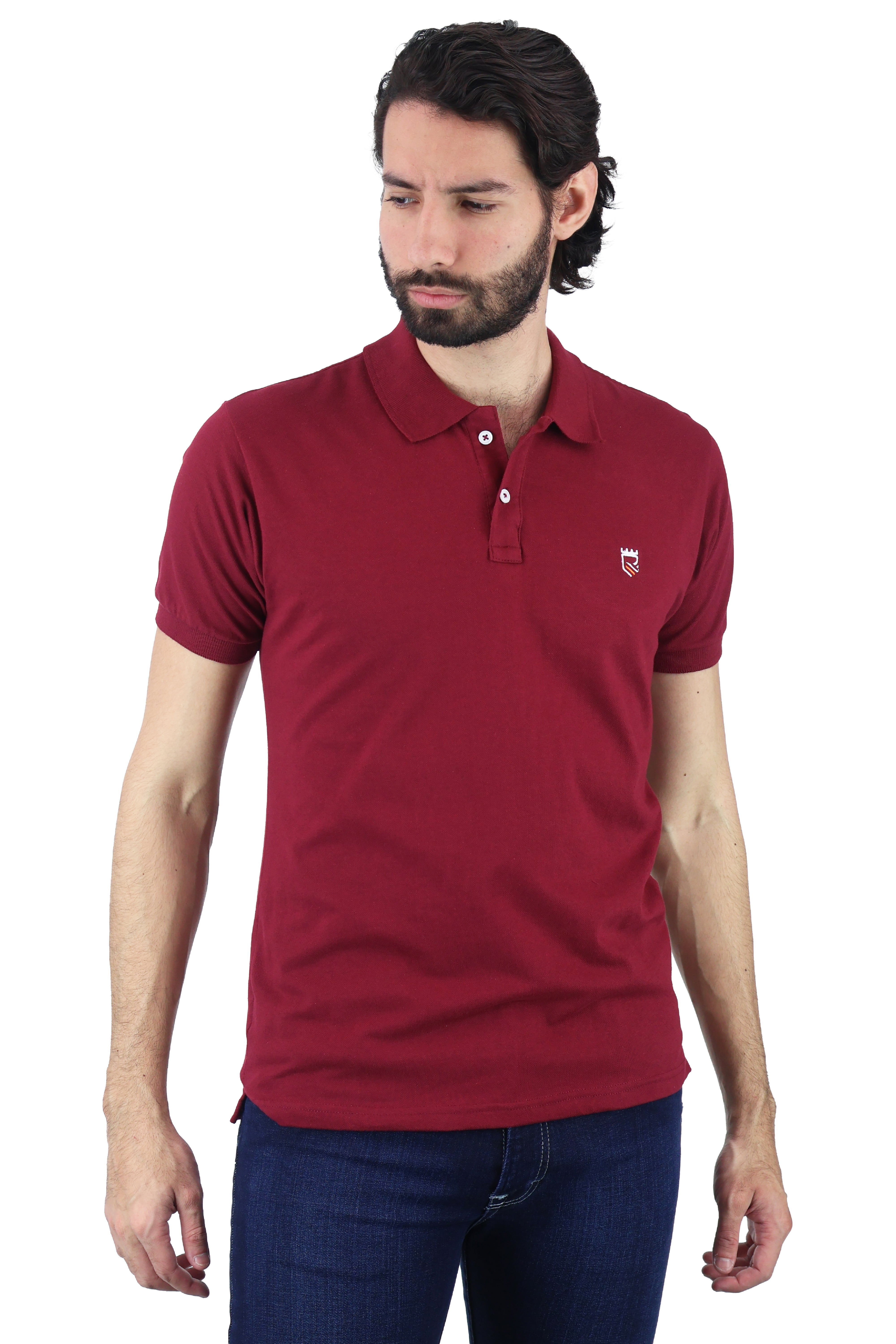 Playera Tipo Polo Color Rojo Vino Con Bordado Slim Fit Para Hombre ...