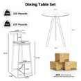 31" Tempered Glass Bar Table Set, Triangle-Leg Kitchen Island 3 Stools ...