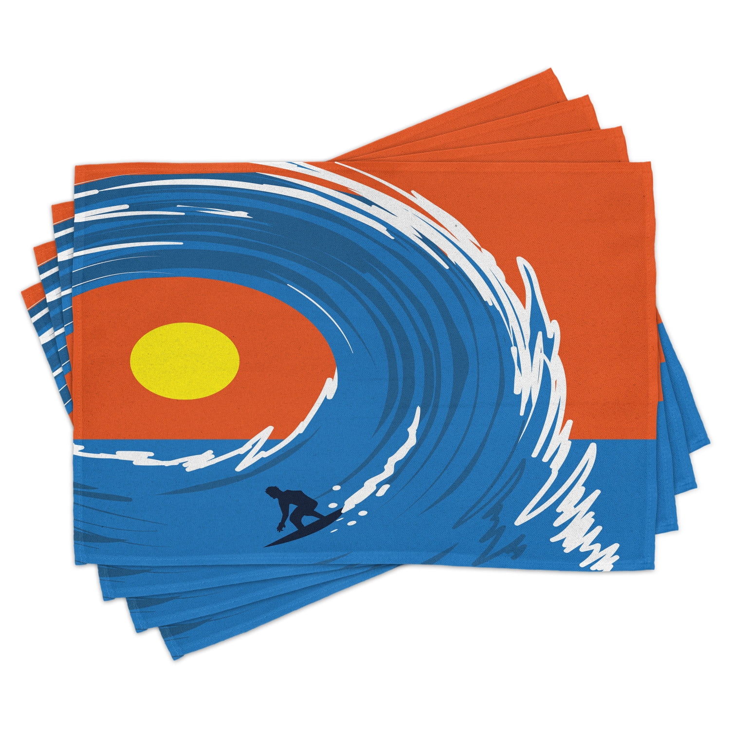 Ambesonne Ride the Wave Place Mats Set of 4, Man Giant Waves, Standard ...