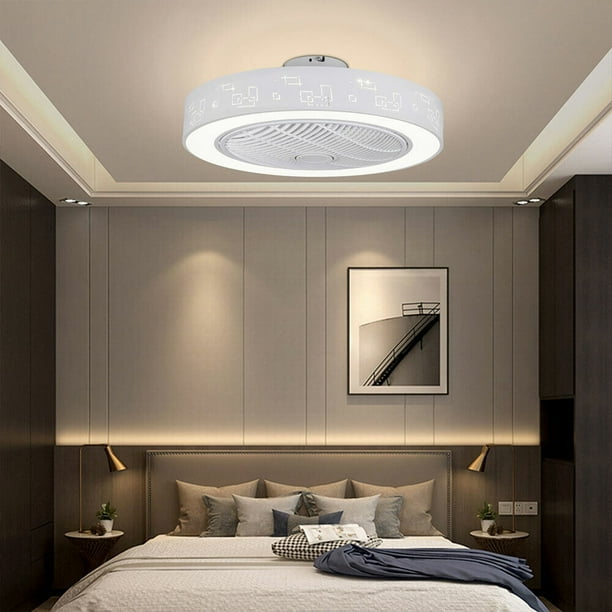 23'' Modern Round Ceiling Fan with Light 3-Speed Remote Control ...