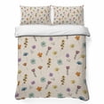 Abstract Watercolor Flower on Beige 3 Pieces Quilt Set,1 Quilt with 2 ...