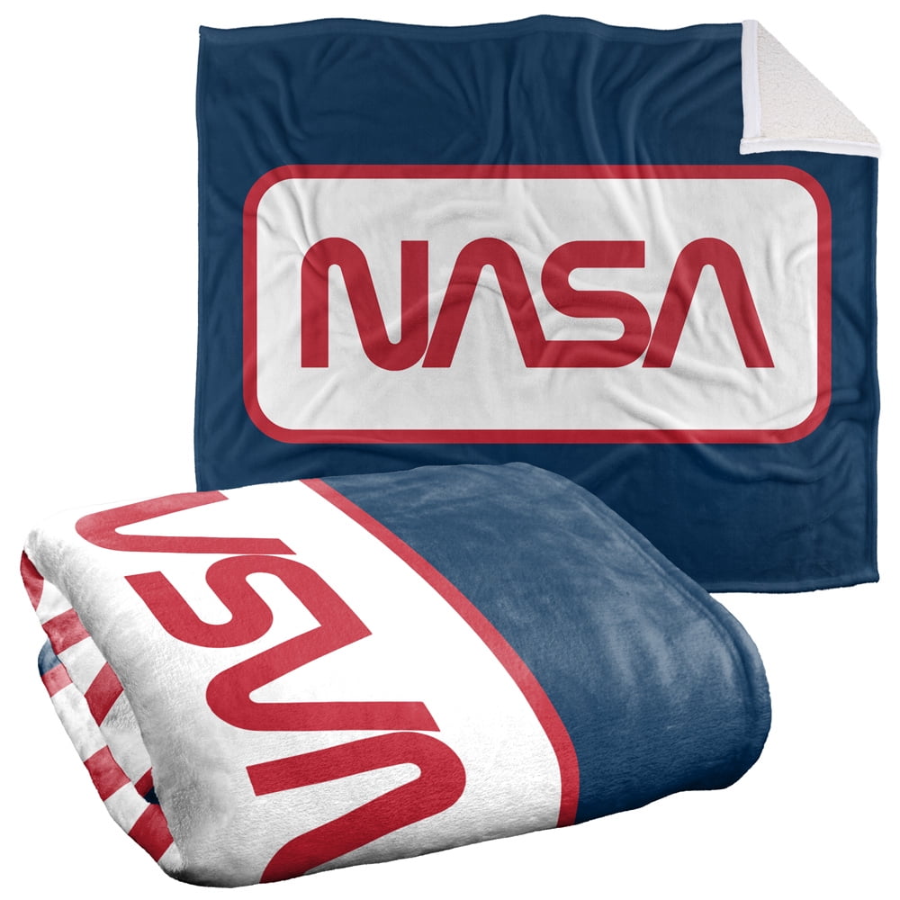 NASA Blanket, 50"x60", Rectangular Logo Silky Touch Sherpa Back Super ...