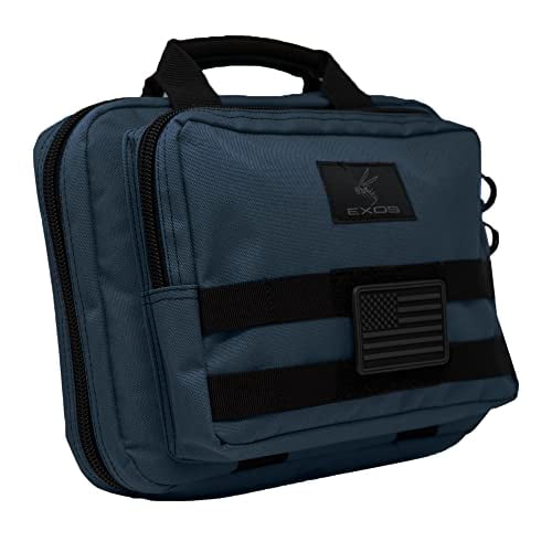 Exos Double Pistol Case, Free USA Flag Velcro Patch Included (Navy ...