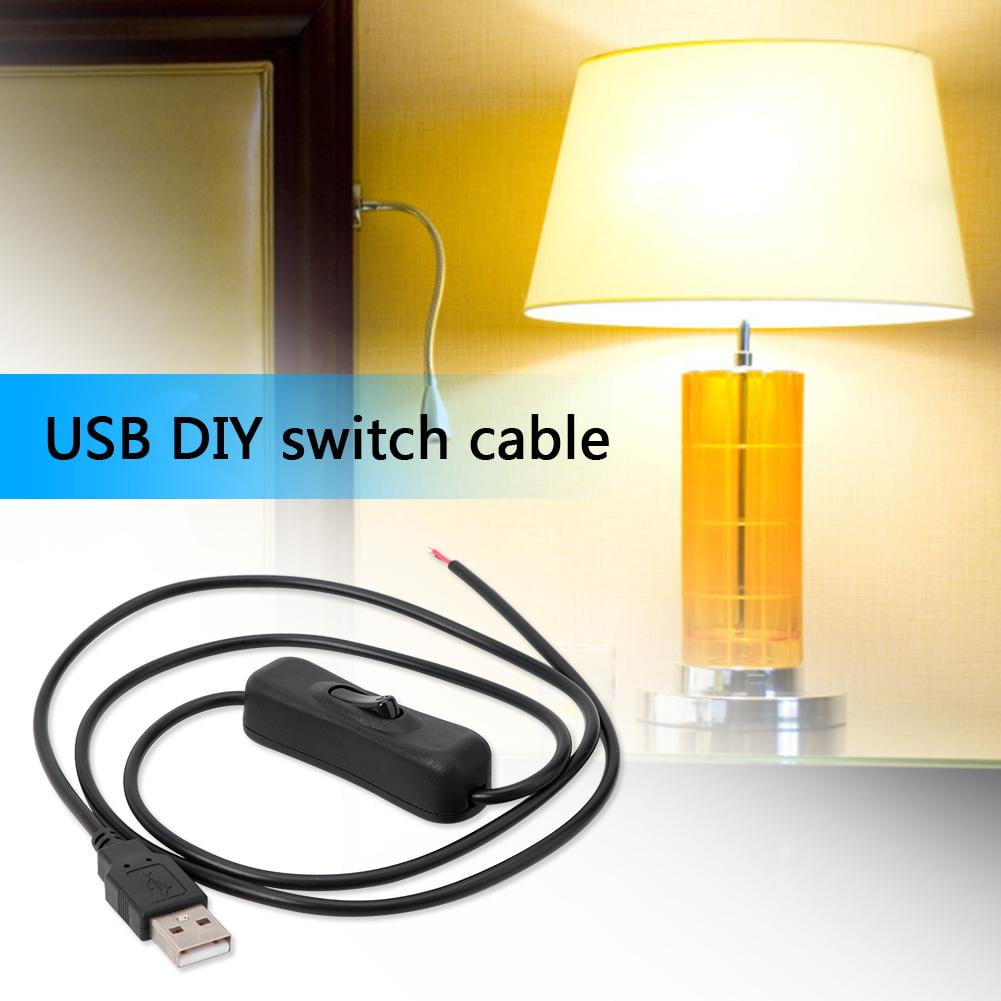 USB Power Cable 2 Pin USB 2.0 Male Cord Extension DIY with Switch ...