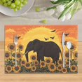 4pcs Contemporary of an elephant surrounded by tall sunf Placemats 12 ...
