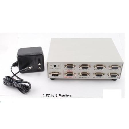 Primelogic 8 Way HD15 VGA Monitor Video Splitter/Multiplier, One ...