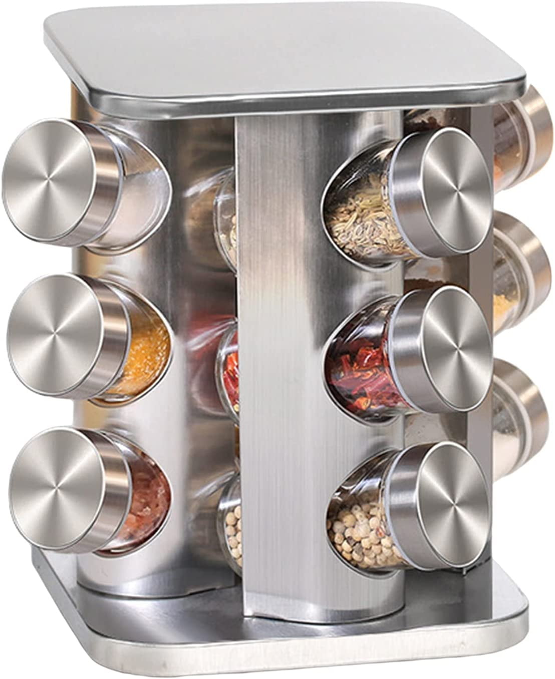 Revolving Transparent Jar Countertop Spice Rack Tower Organizer With ...