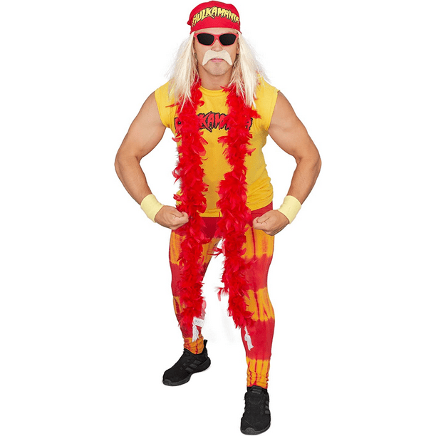 Hulk Hogan Adult Costume Rules Shirt Bandana Pants Boa WWE WWF Wrestler ...