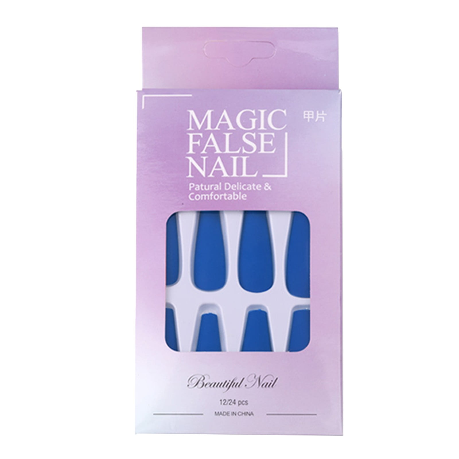 Cara Lady 24 Pieces Of Fluorescent Long Glue Color Removable Fake Nails ...