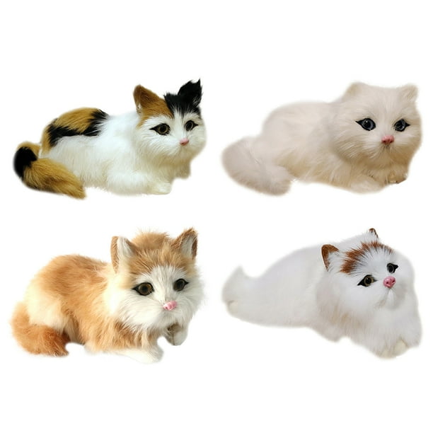4PCS Realistic Small Cat Lifelike Plush Fur Kitten Furry Animal Desk ...