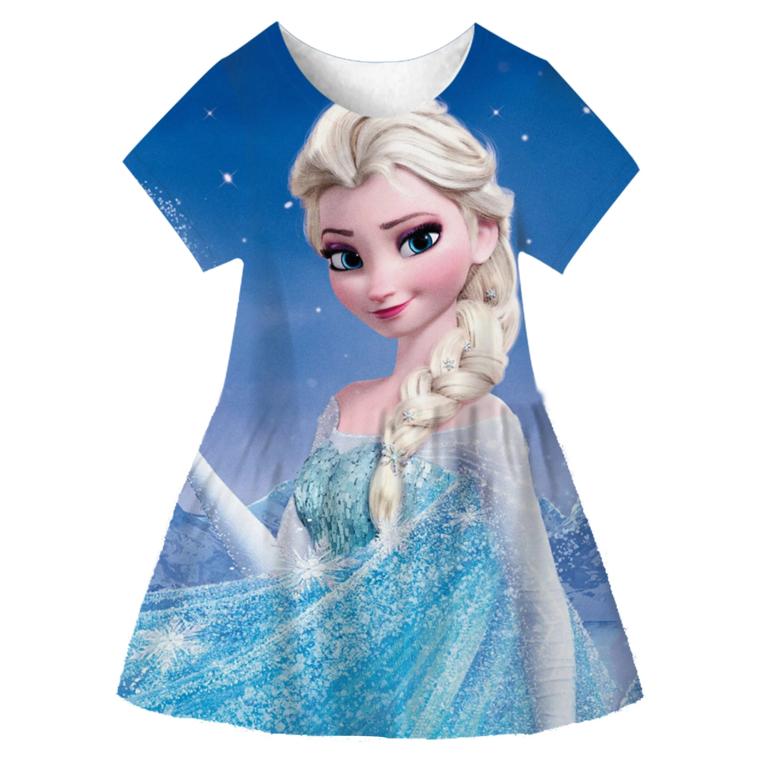 Disney-vestidos de princesa Elsa para niña, ropa infantil con estampado ...