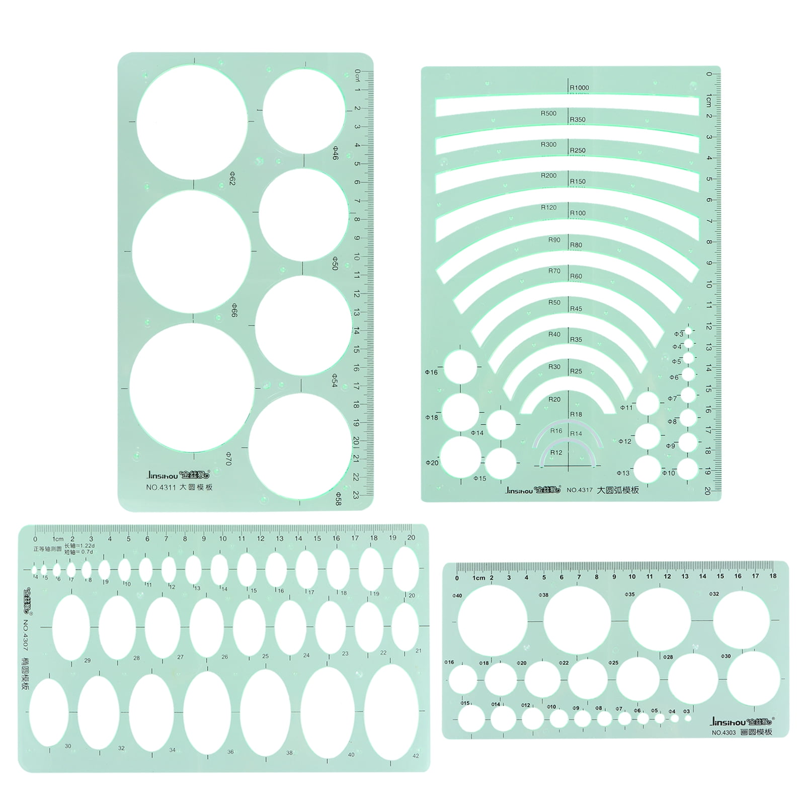 4pcs Measuring Template Stencil Geometric Stencils Multiple Shapes ...