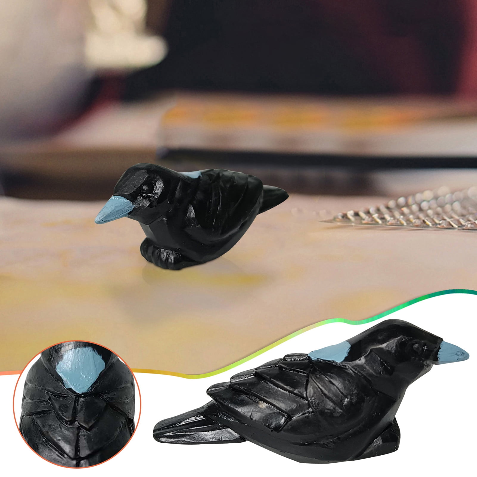 Walbest Resin Crow Sculpture Creative Halloween Decoration Handmade ...