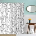 Cat Shower Curtain, Black and White Funny Cats Cute Sketching Kitten ...