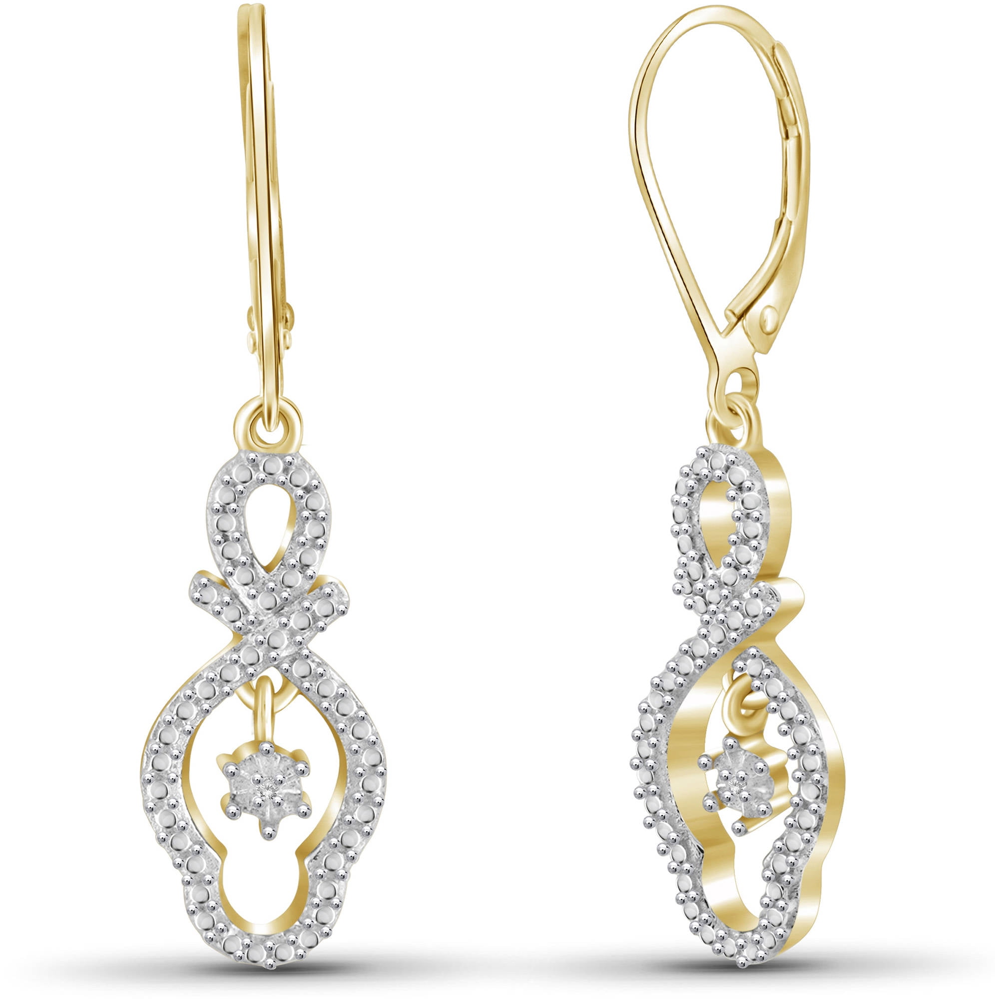 White Diamond Accent 14kt Gold-Plated Dangle Earrings - Walmart.com