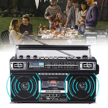 TechPlay Retro Boombox with CD/Cassette Player, AM/FM Radio, USB, Bluetooth Speaker ...