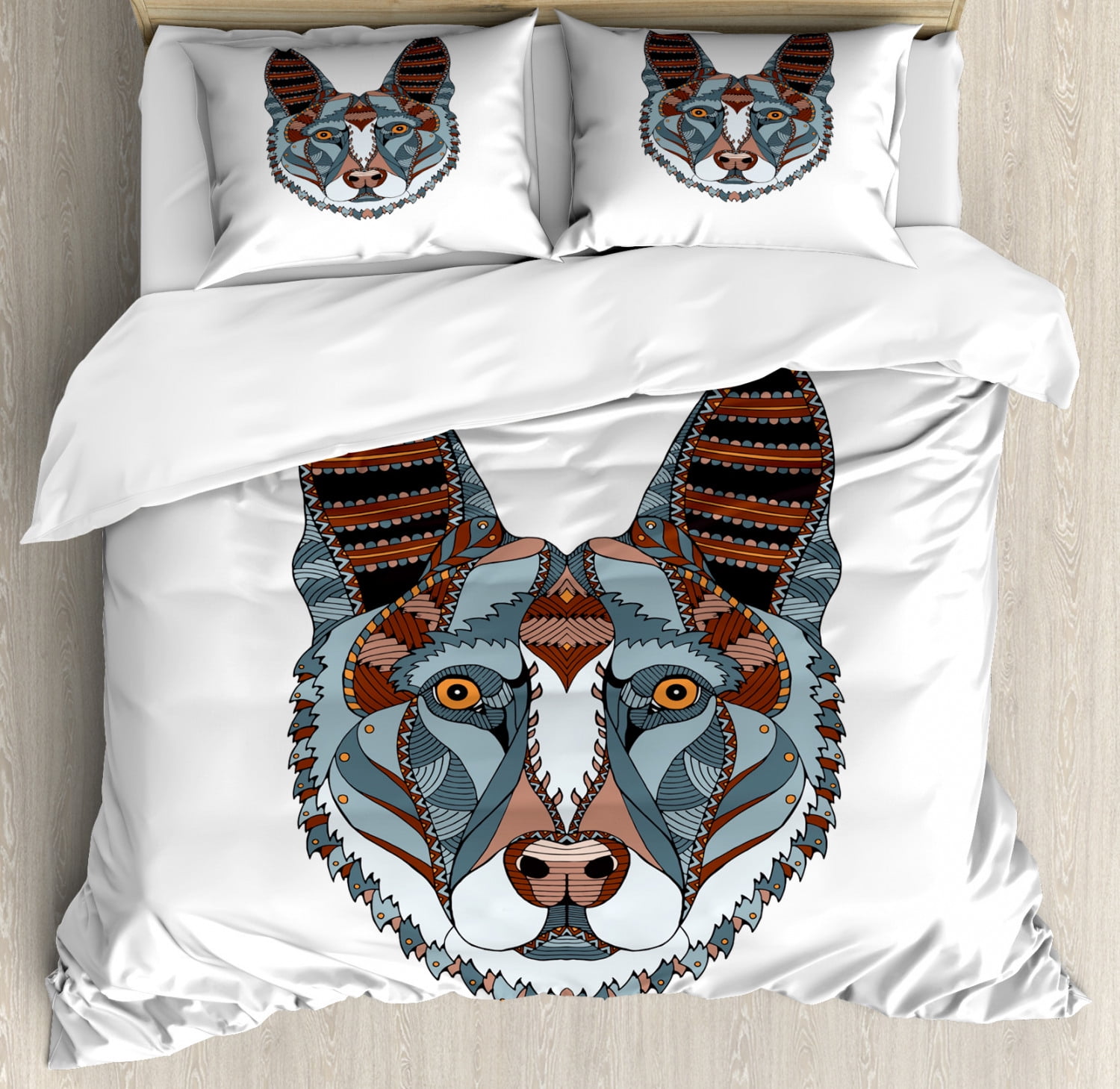 German King Size Duvet Cover Set, Colorful German Shepherd Dog Portrait ...