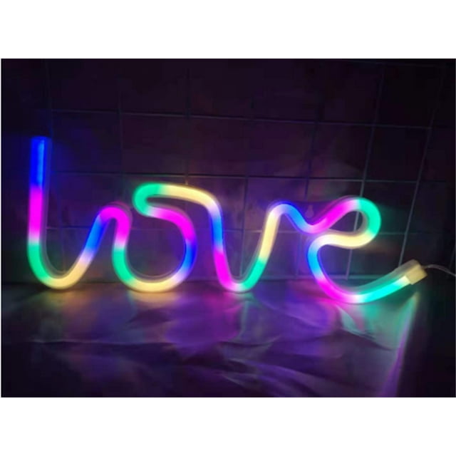 Love Neon Sign, Love Glow Sign, Love Sign for Wall Decor, Battery / USB ...