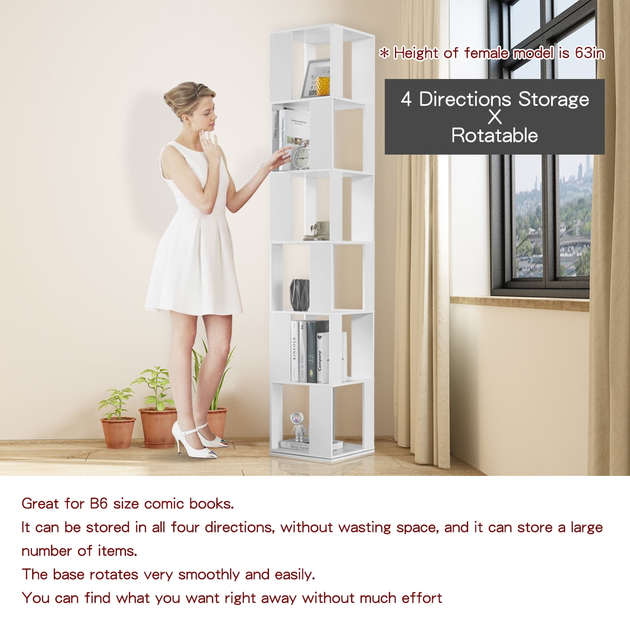 Corner Shelf stand, 6 Tier Corner Bookshelf small Bookcase Plant Stand ...