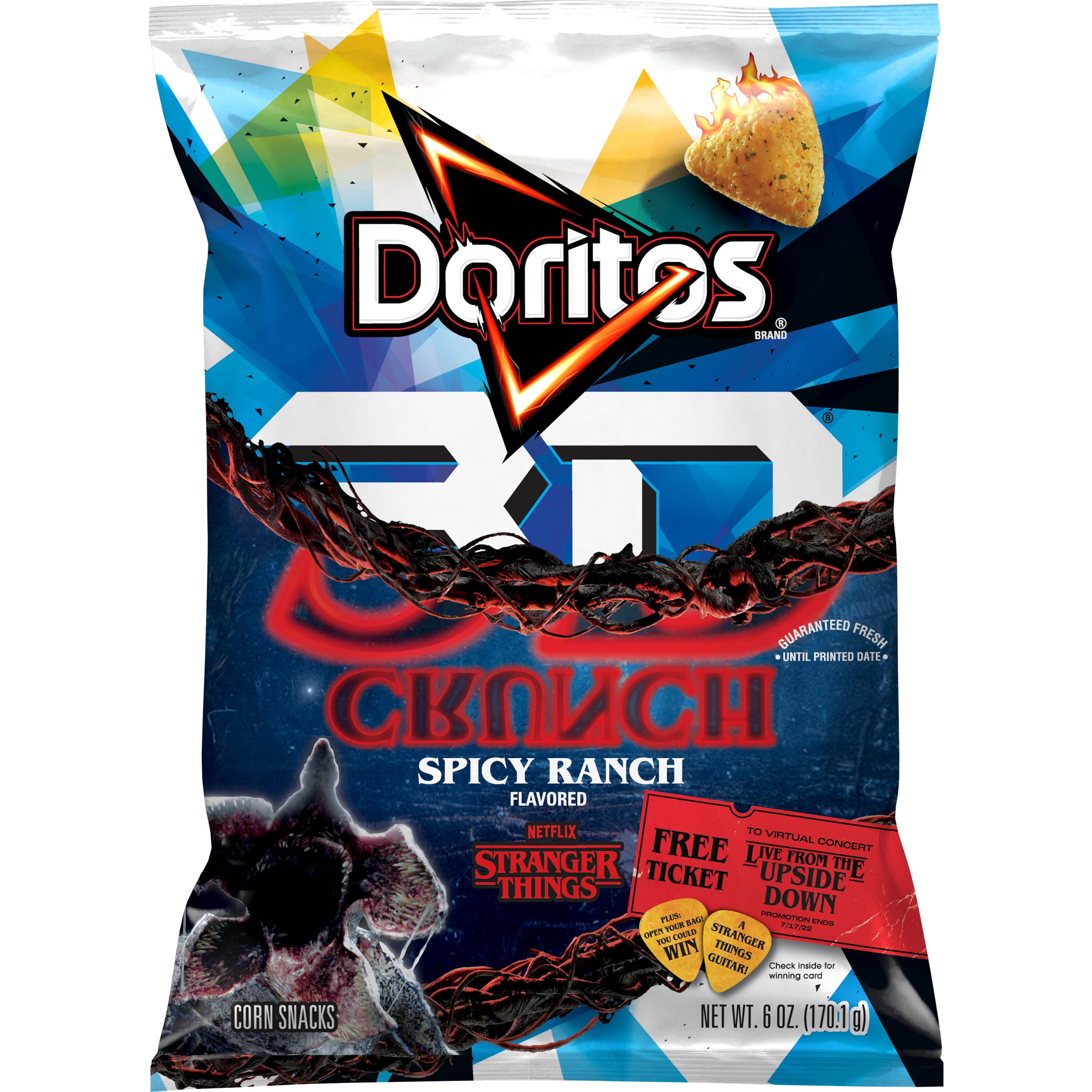 Doritos 3D Crunch Spicy Ranch Flavored Corn Snacks, 6 oz - Walmart.com