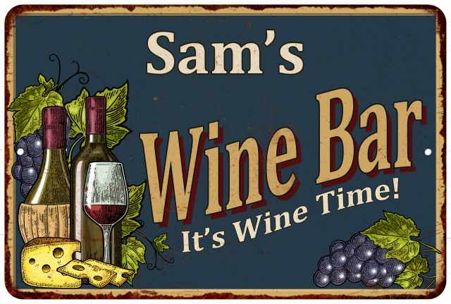Sam's Wine Bar Green Sign Rustic Decor 16 x 24 Matte Finish Metal ...