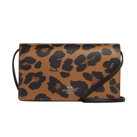 COACH WOMENS ANNA FOLDOVER CROSSBODY CLUTCH WITH LEOPARD PRINT 7301 IM ...